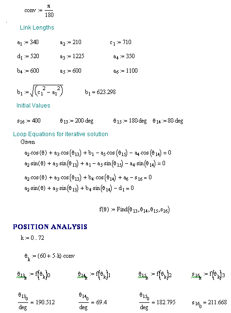 Position Analysis of Mechanisms